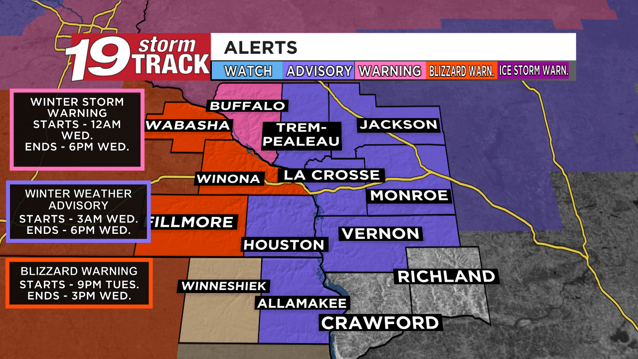 Winter Weather Advisories, Warnings and a couple Blizzard Warnings ...