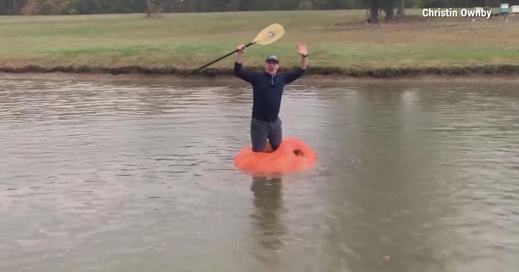 Oh My Gourd! Paddling a giant pumpkin boat | News | wxow.com
