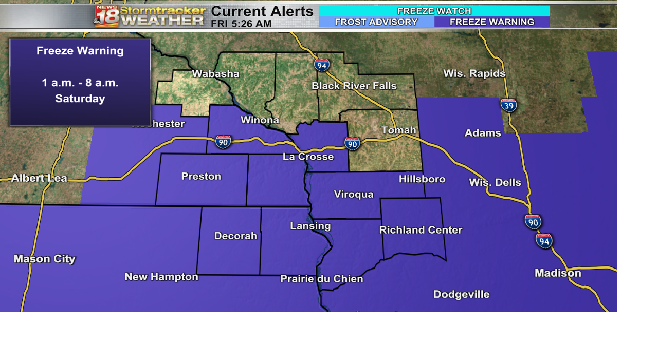 Freeze Warnings and wind chills in the 20s heading into the weekend ...