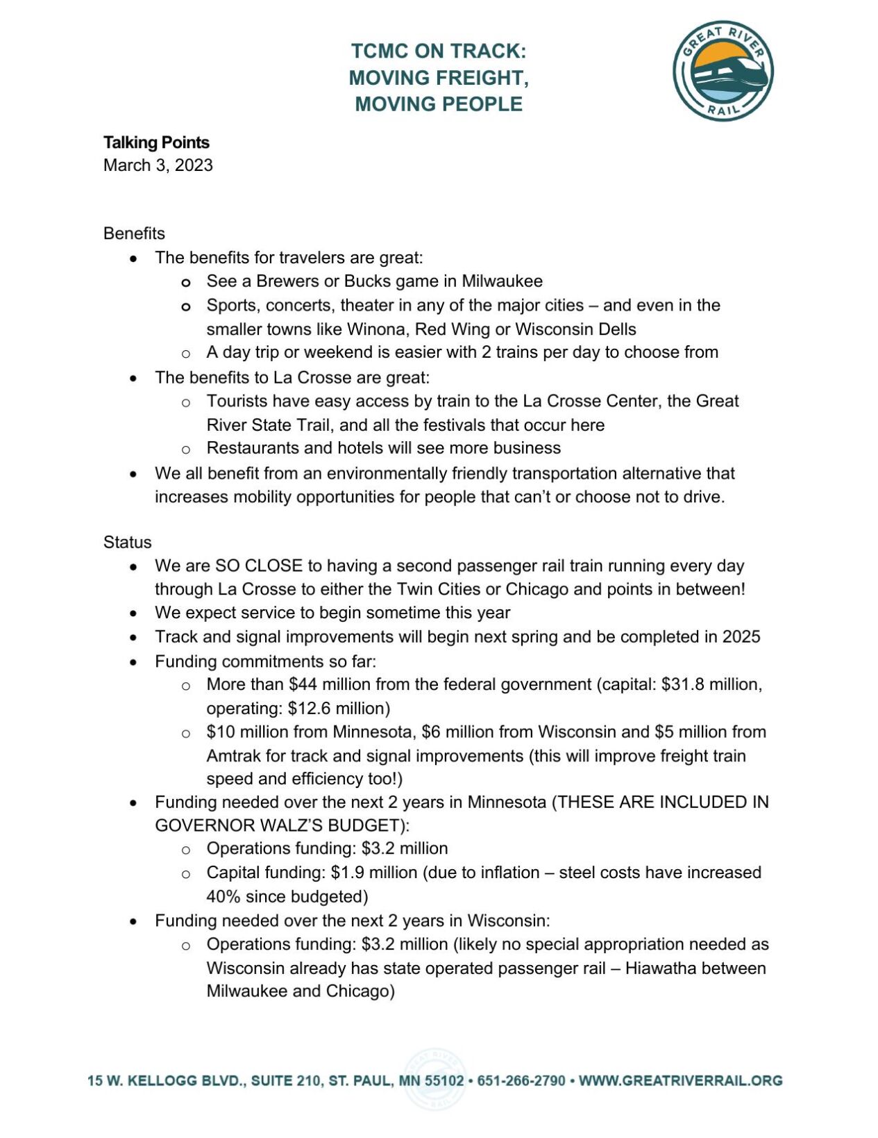 230303 TCMC Talking Points | | wxow.com