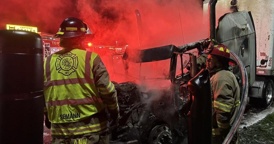 No injuries after semi truck fire at Tomah northside Kwik Trip | News ...