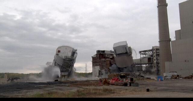 WATCH: Buildings demolished at retired Genoa power plant | News | wxow.com