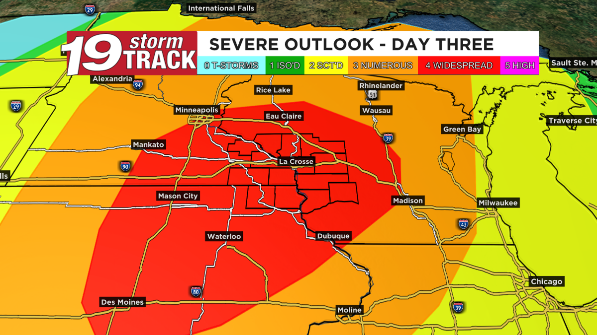 Potentially dangerous storms Monday with a level 4 out 5 risk for ...