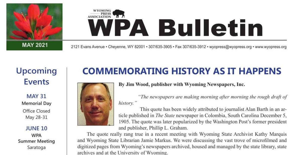 WPA May Bulletin | Ebulletin Archives | wyopress.org