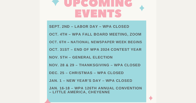 WPA Calendar of Events | News | wyopress.org