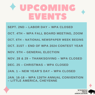 WPA Calendar of Events | News | wyopress.org