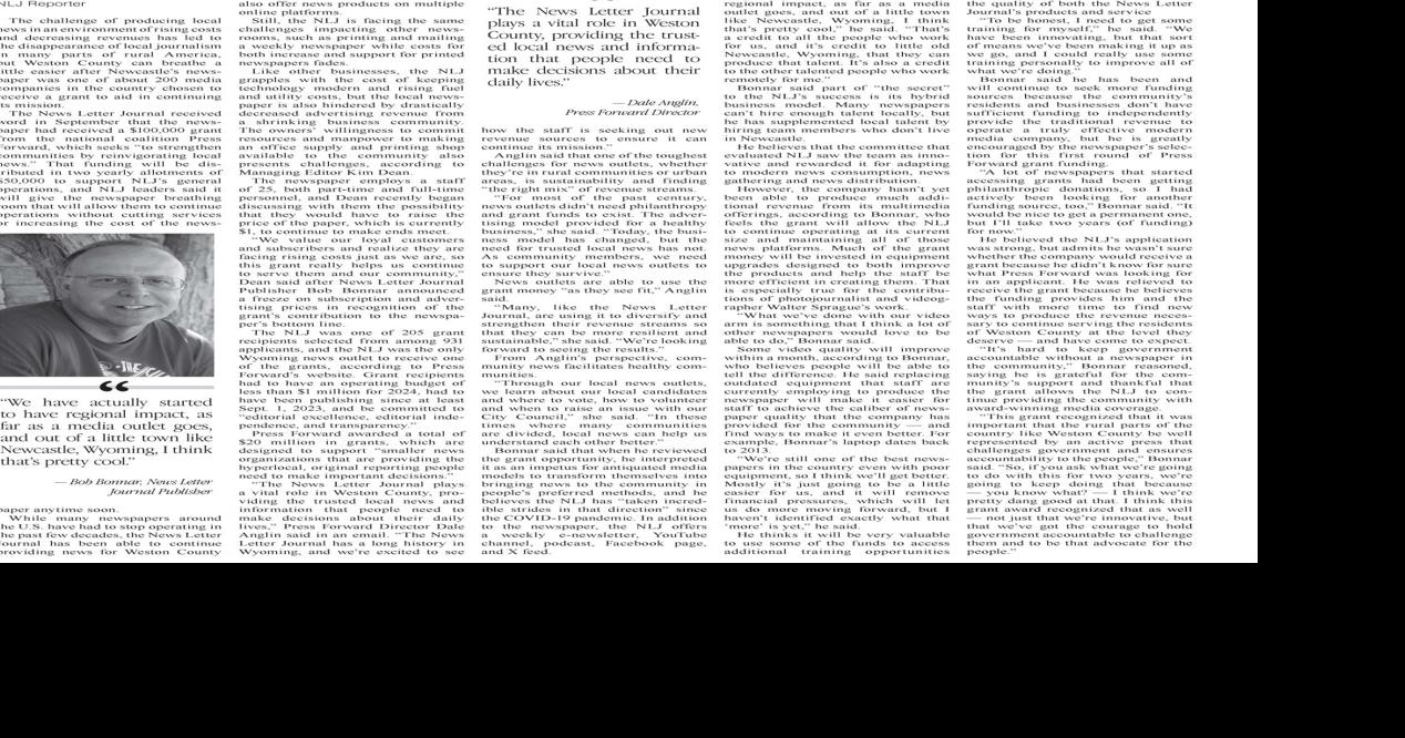 Grant will help newspaper operations | News | wyopress.org