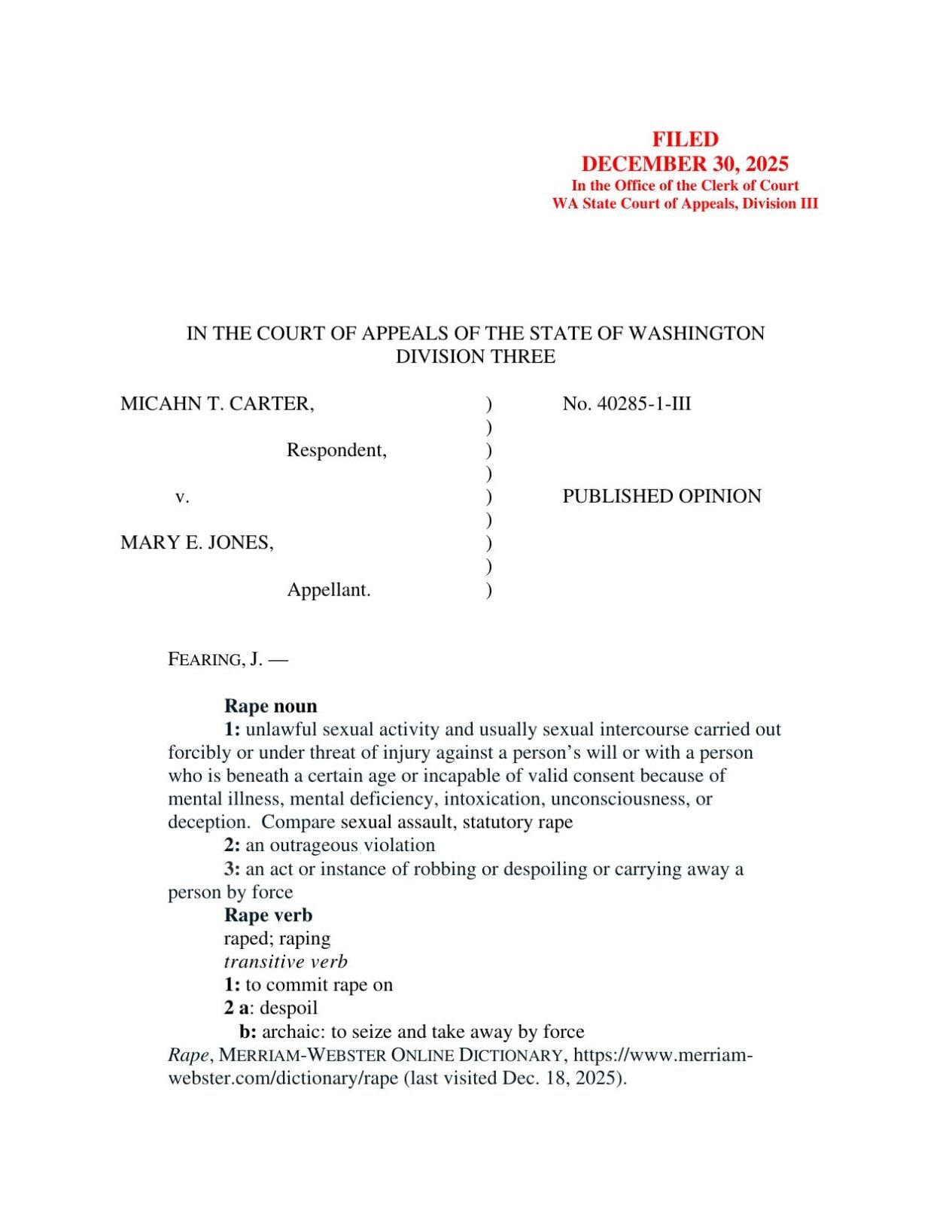 Read the full appellate court ruling in Carter v. Jones ...
