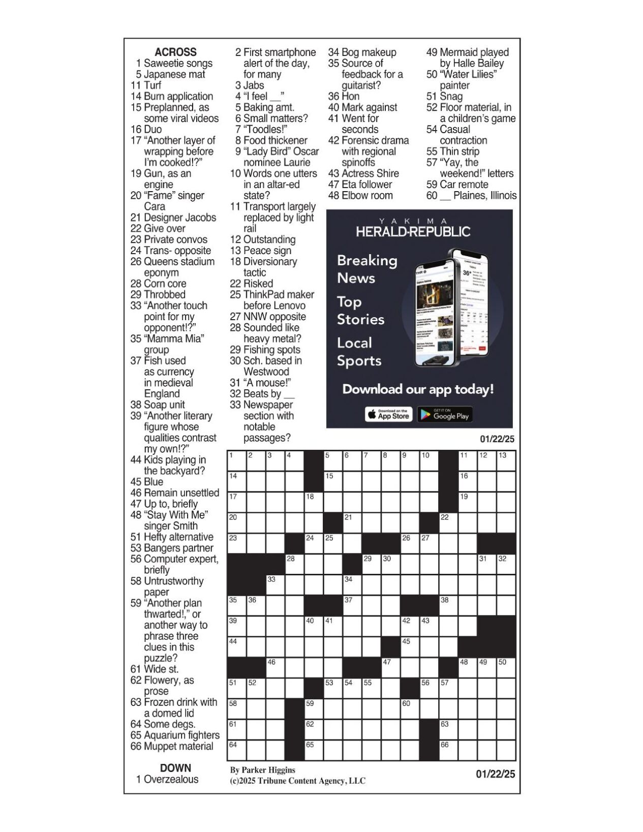 LA Times Crossword: Jan. 22, 2025 | Crosswords | yakimaherald.com