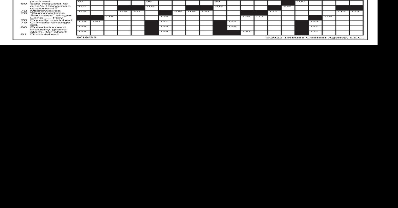 LA Times Crossword: Sept. 18, 2022 | Crosswords | yakimaherald.com