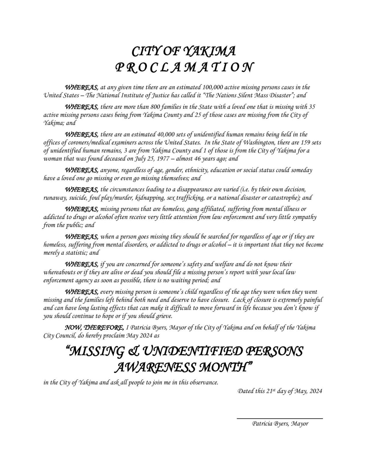 Missing and Unidentified Persons Awareness Proclamation.pdf ...