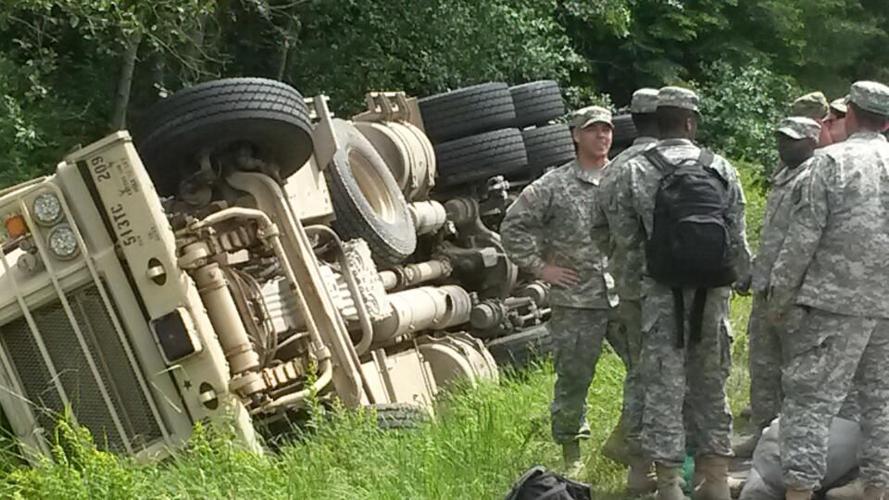 Military big rig overturns en route from Yakima Training Center to ...