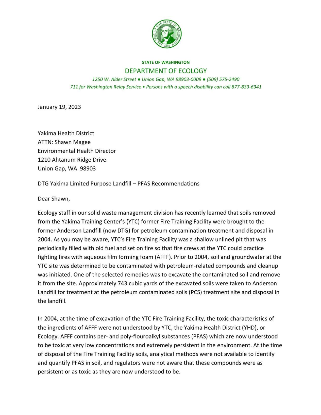 Letter to the Yakima Health District from Ecology | | yakimaherald.com