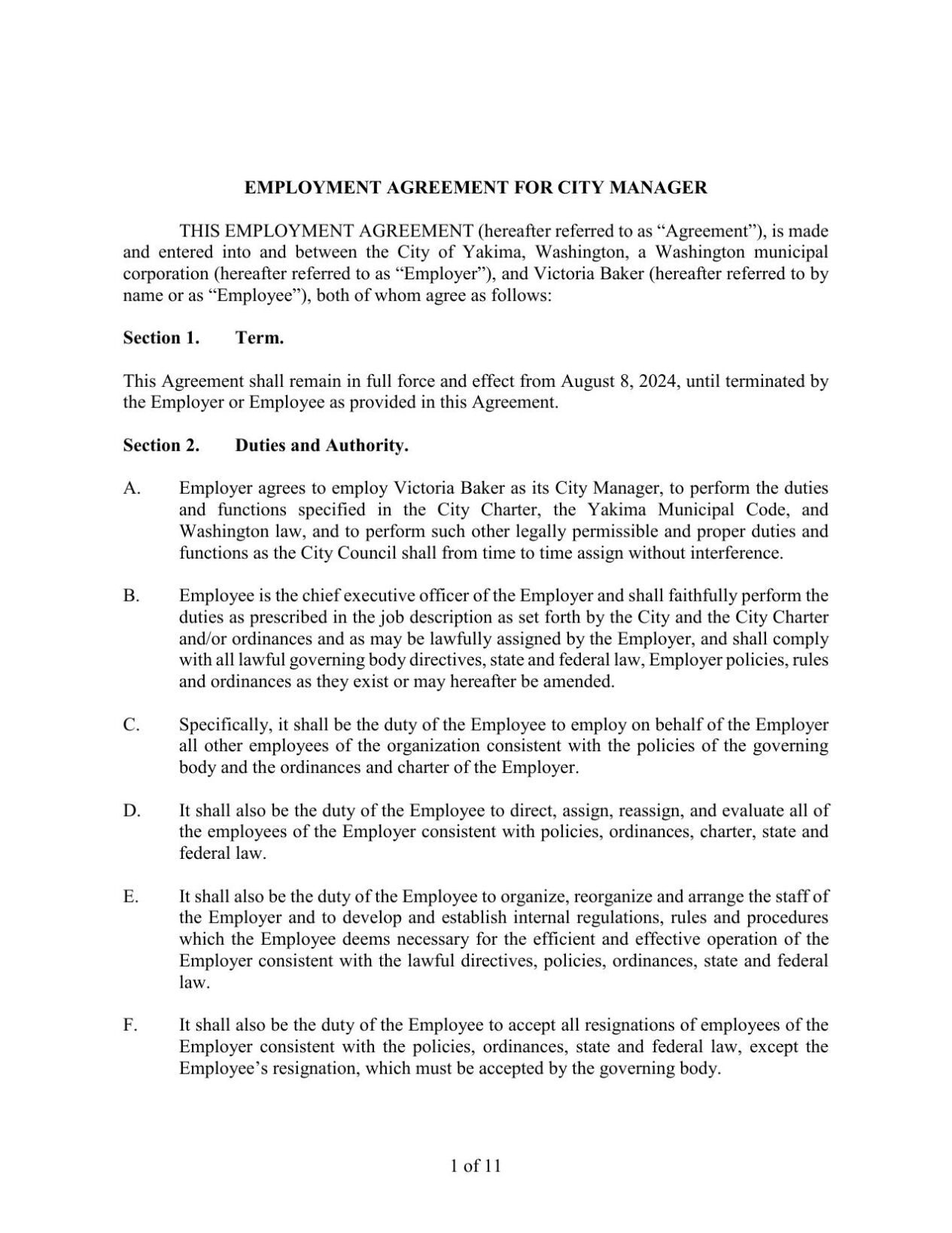 Vicky Baker city manager contract | | yakimaherald.com
