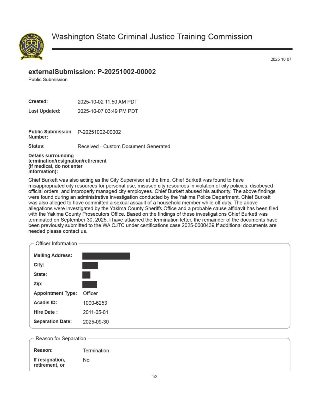 Fired Moxee police chief Jeff Burkett was target of two investigations ...