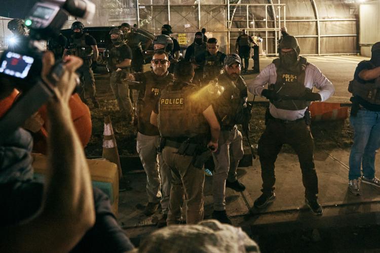 Protesters clash with law enforcement outside a New Jersey detention ...