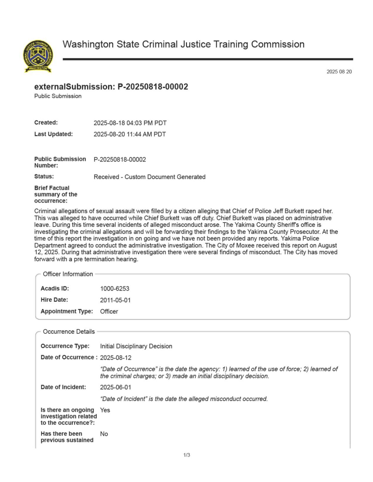 Fired Moxee police chief Jeff Burkett was target of two investigations ...