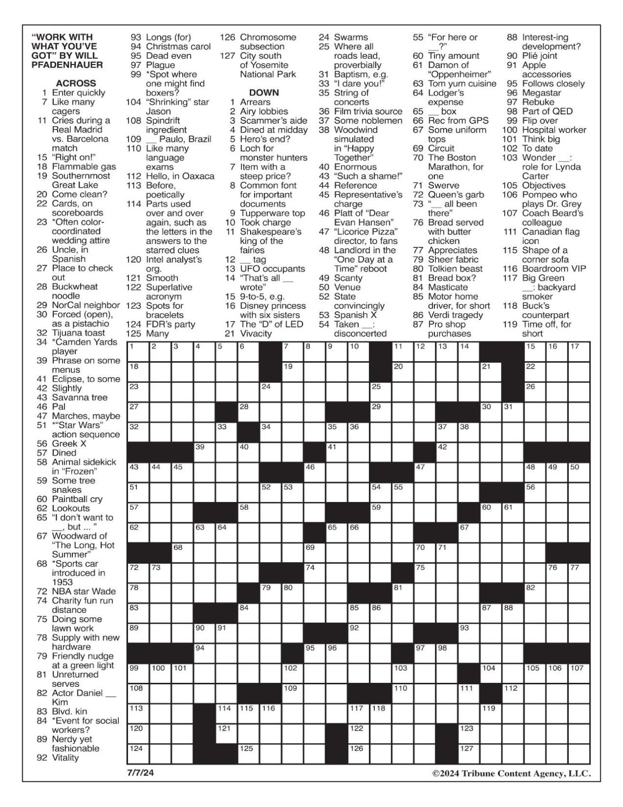 LA Times Crossword: July 7, 2024 | Crosswords | yakimaherald.com