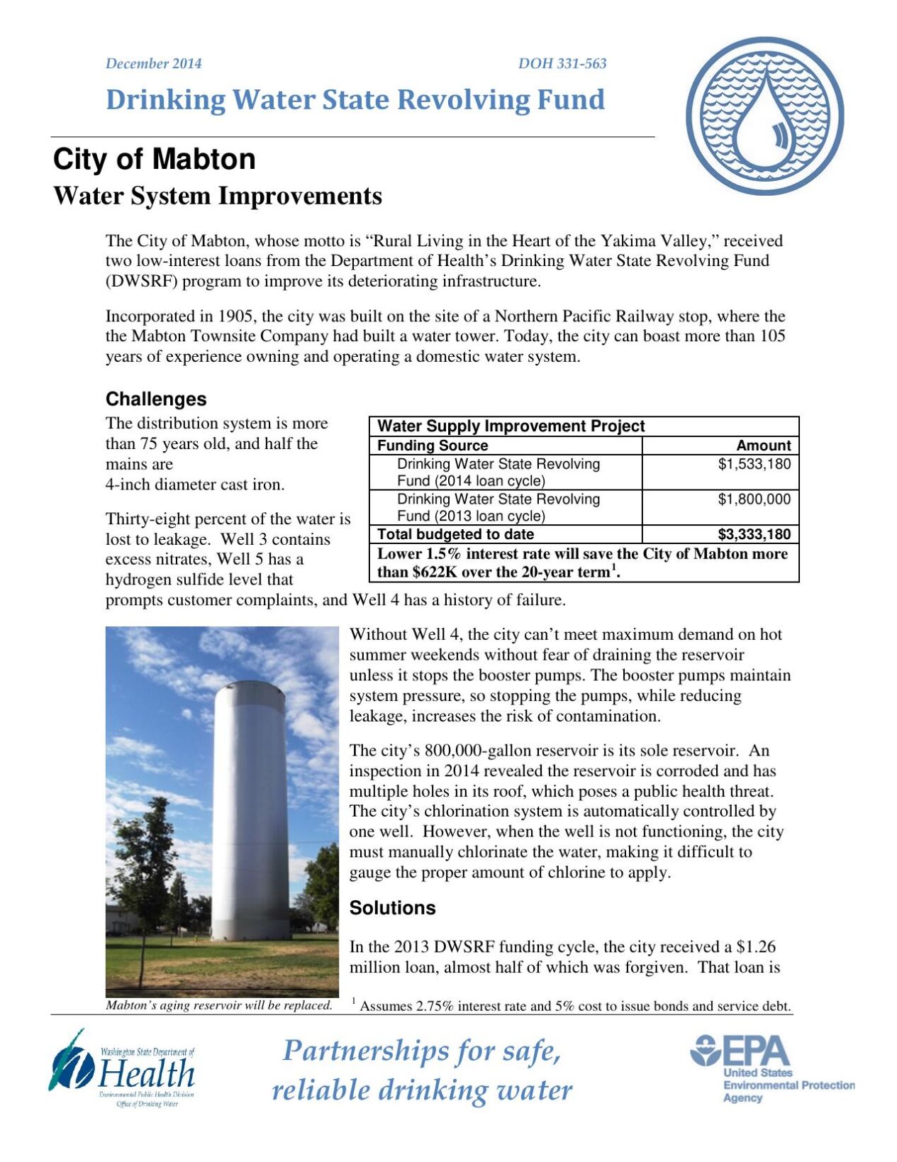 2014 Drinking Water State Revolving Fund Profile for Mabton ...