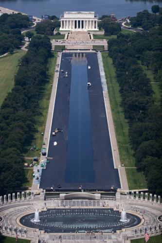 Refilling starts for newly painted Reflecting Pool in Washington, in ...