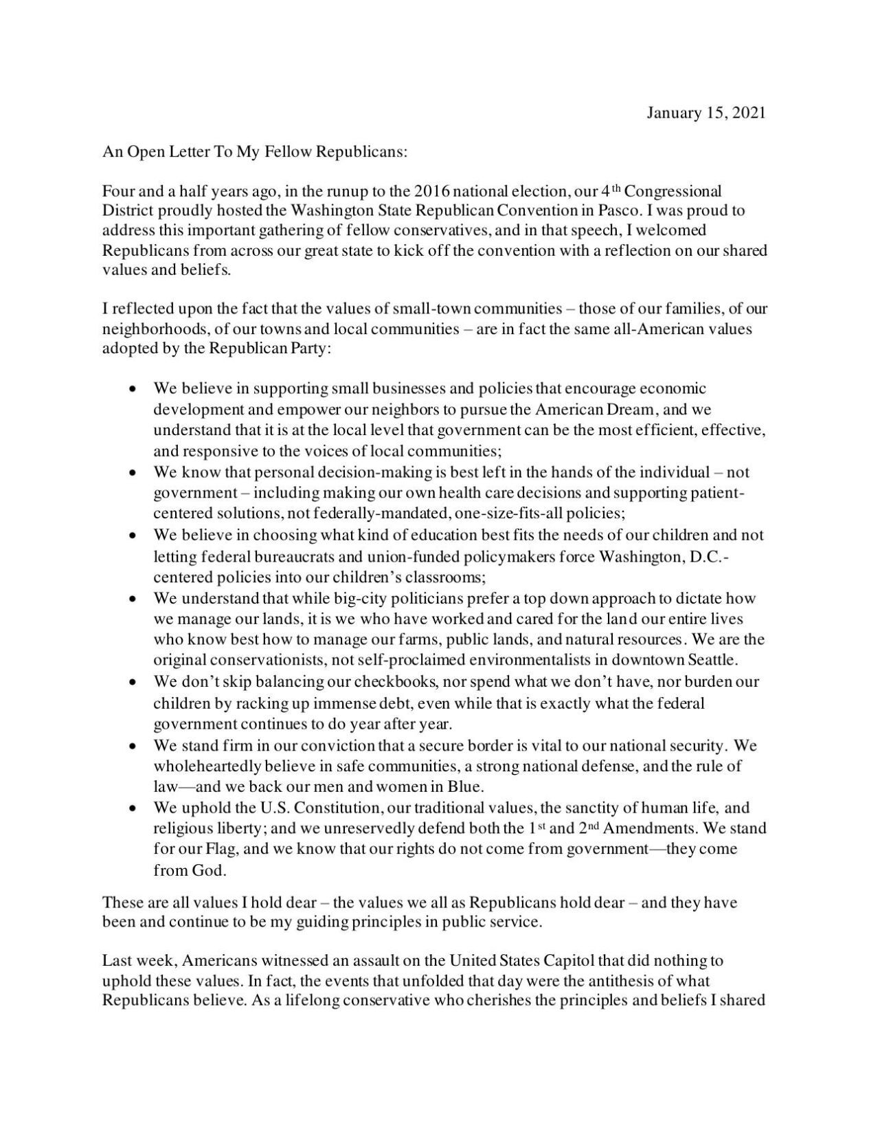 Dan Newhouse Letter to Republicans | Pdfs | yakimaherald.com