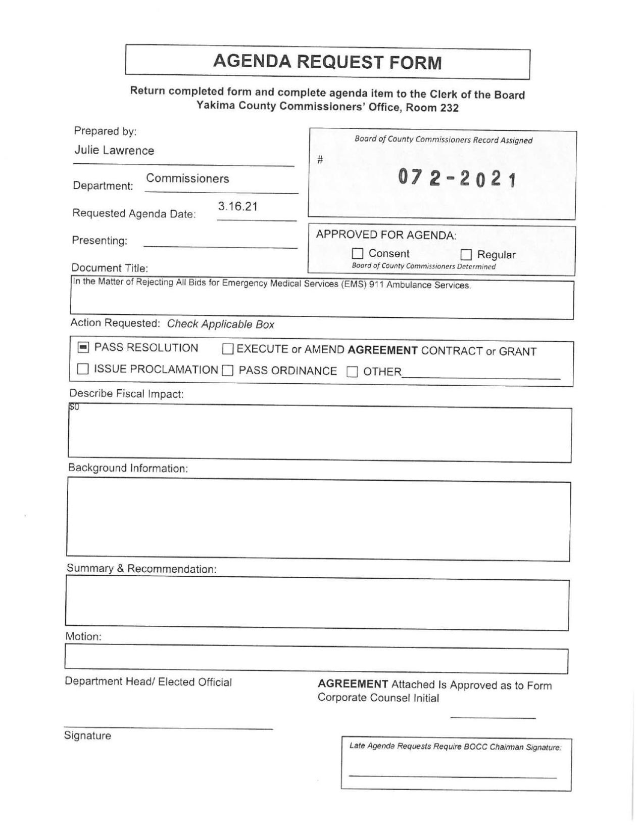 Resolution rescinding 911 contract | | yakimaherald.com