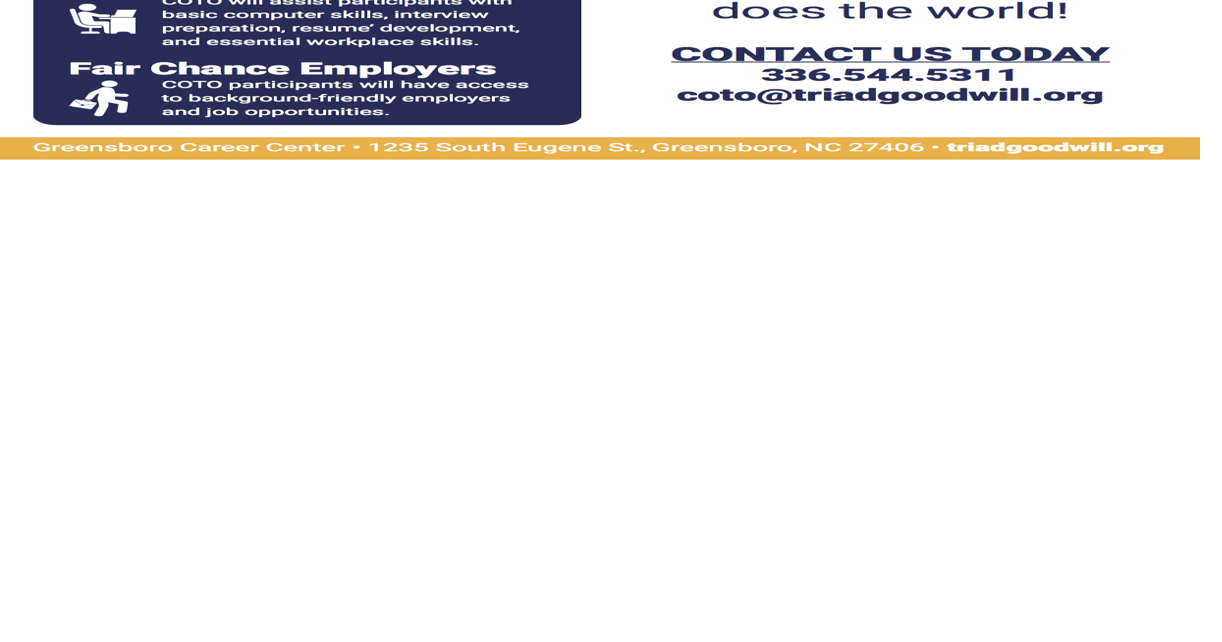 Triad Goodwill Renames Reentry Training Program | Business | yesweekly.com