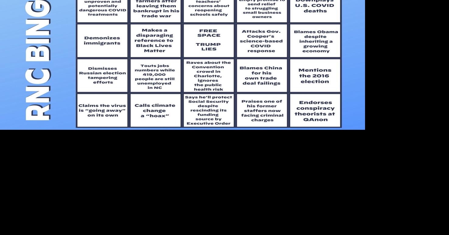 OPINION: North Carolina Democratic Party Releases RNC Bingo Card ...