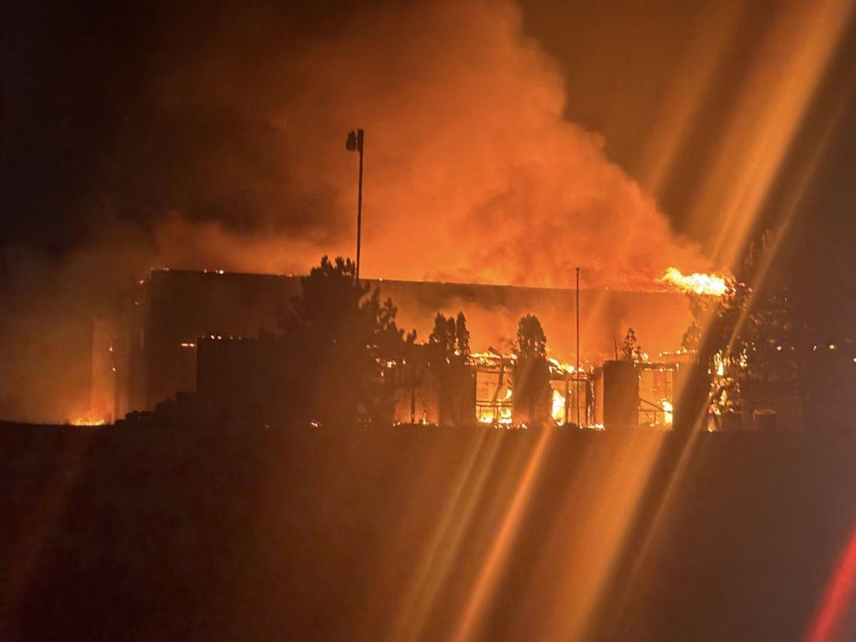 fire burning down school