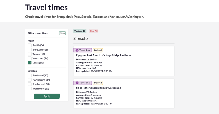 WA launches Vantage Bridge travel time tool amid road work | Columbia ...