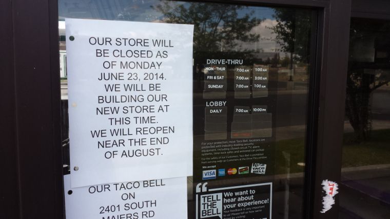 Moses Lake Taco Bell closed for demolition, then replacement | iFIBER ...