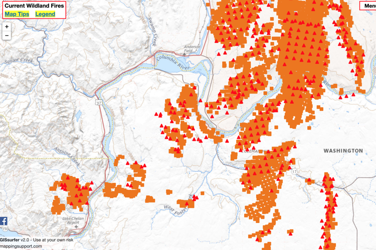 Tuesday A.M. satellite fire maps update shows growth of local fires ...