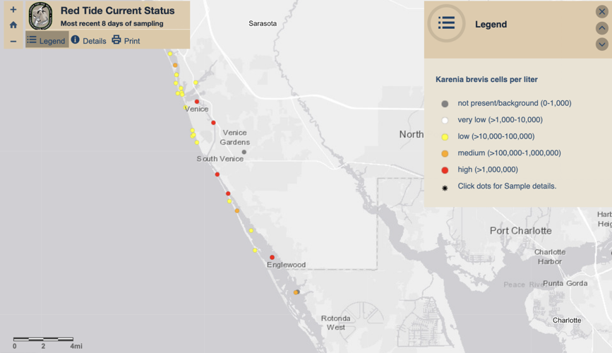 RED TIDE: FWC notes low concentrations of red tide in region | News ...
