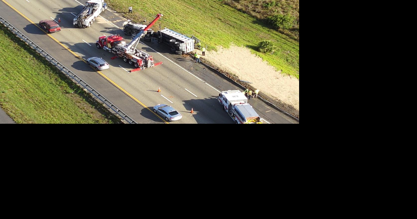Flipped dump truck snarls traffic on I-75 in North Port | Port ...