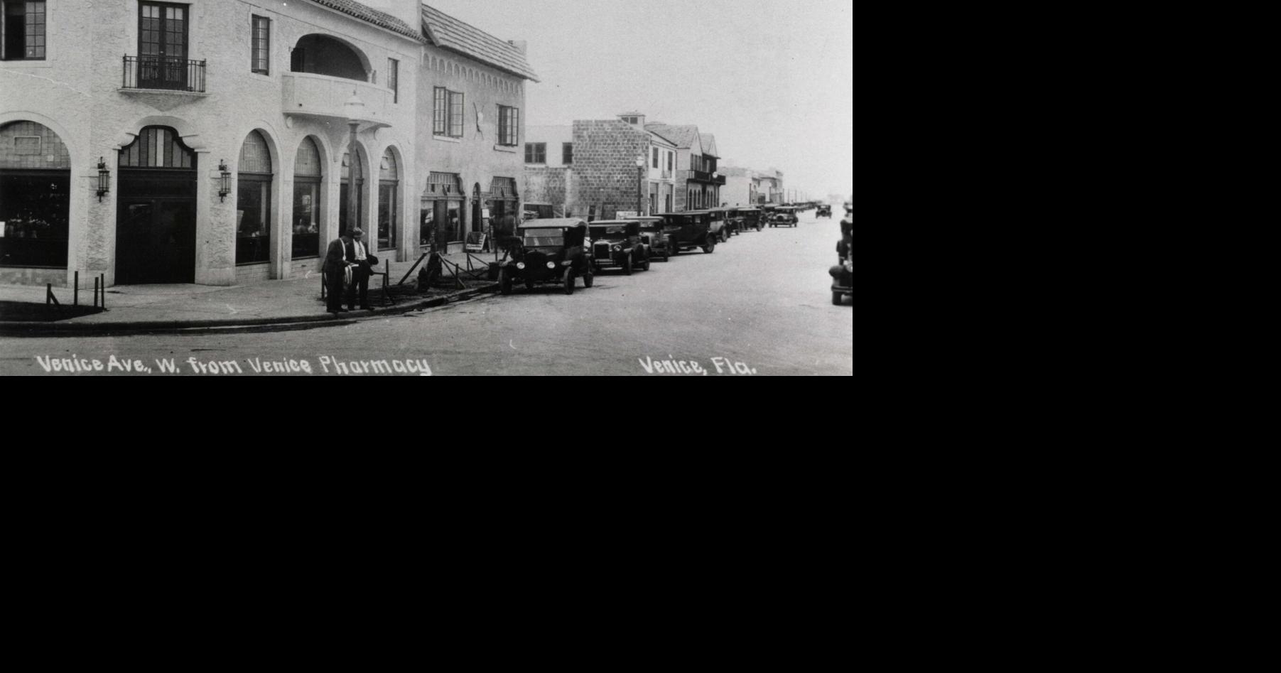 Scaffolding envelopes Johnson-Schoolcraft Building in downtown Venice ...