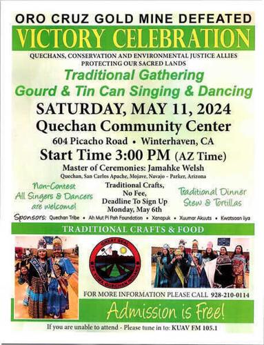 Oro Cruz Gold Mine Defeated Victory Celebration | Calendar | yumasun.com