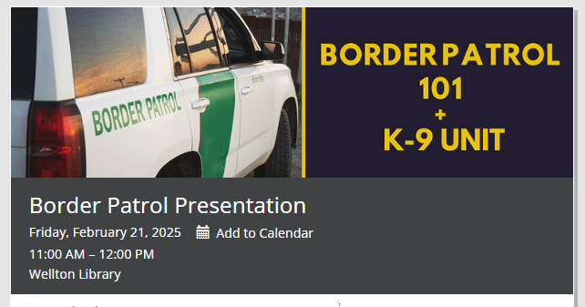 Border Patrol Presentation | Calendar | yumasun.com